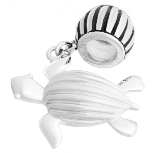 Sterling Silver .925 Leatherback Turtle Roundel Charm