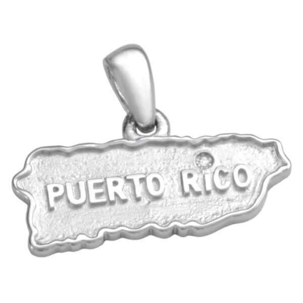 Puerto Rico Map Pendant with Diamond | Sterling Silver .925