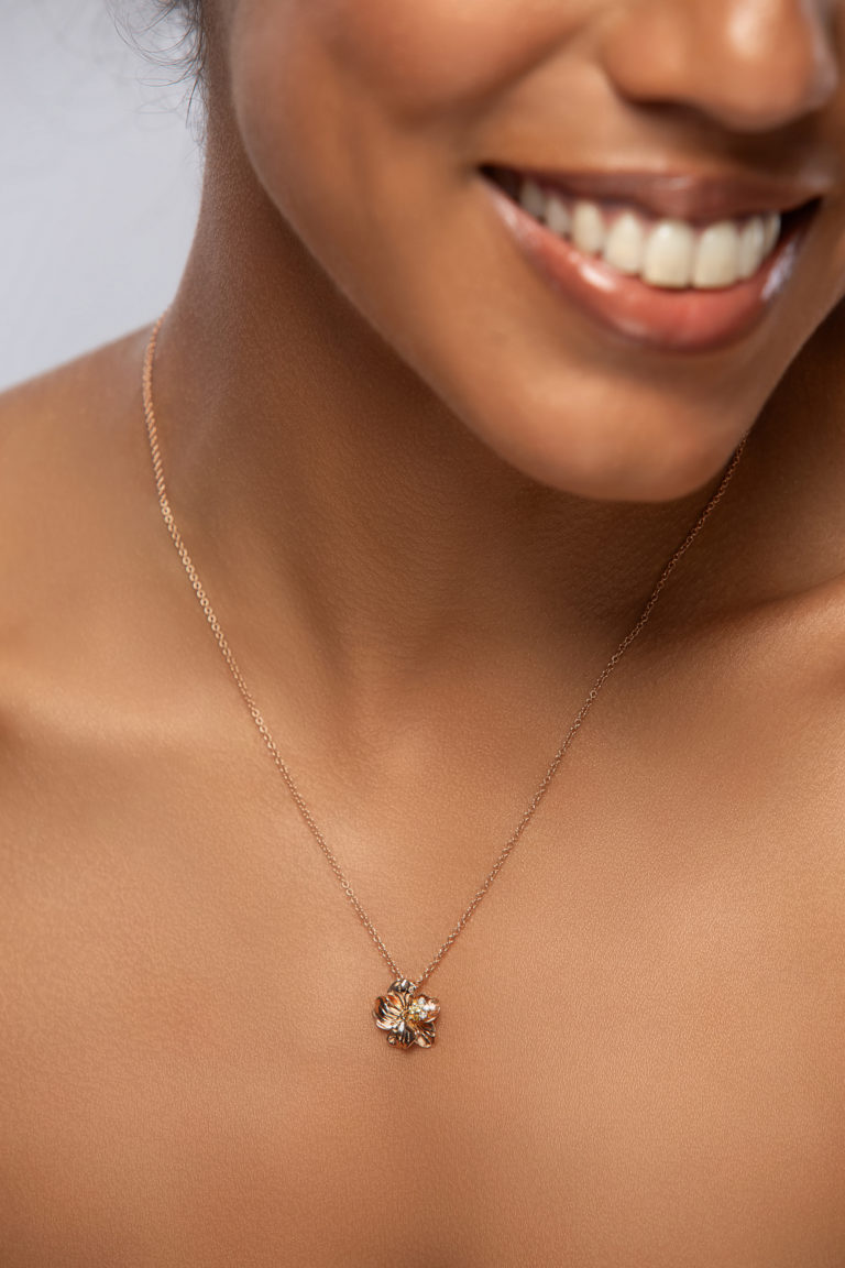 Maga Necklace | 14K Rose Gold Flor de Maga Pendant